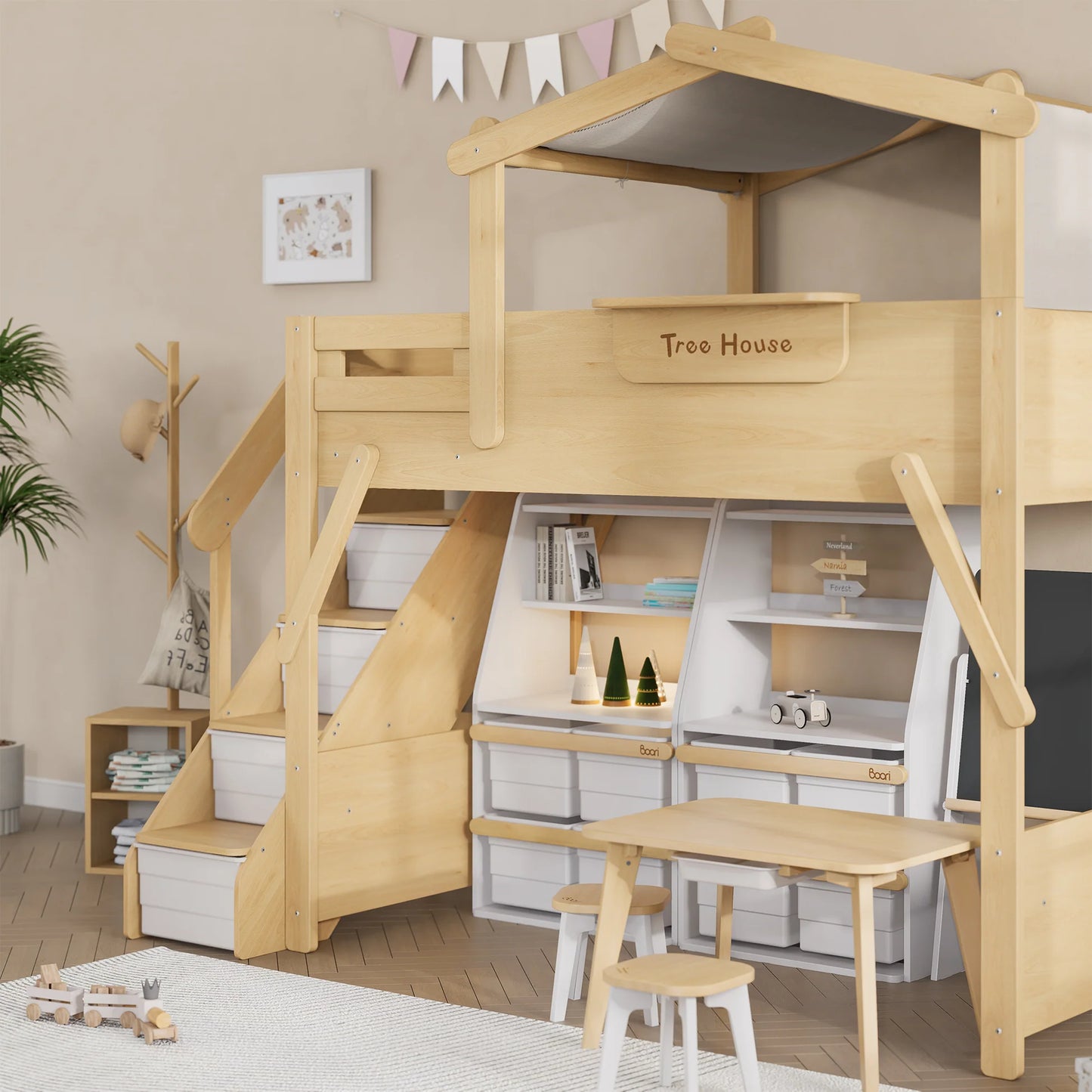 Treehouse King Single Loft + Roof Frame and Storage Staircase – Suteki